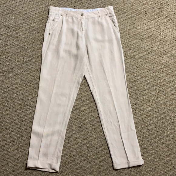 Poetry Pants And Jumpsuits Poetry Linen Trousers Pants Beige Tapered